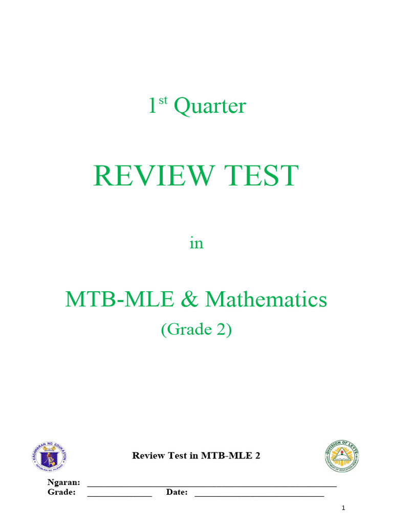 1st Quarter-Review Test in MTB-MLE 2 2020-2021 | PDF