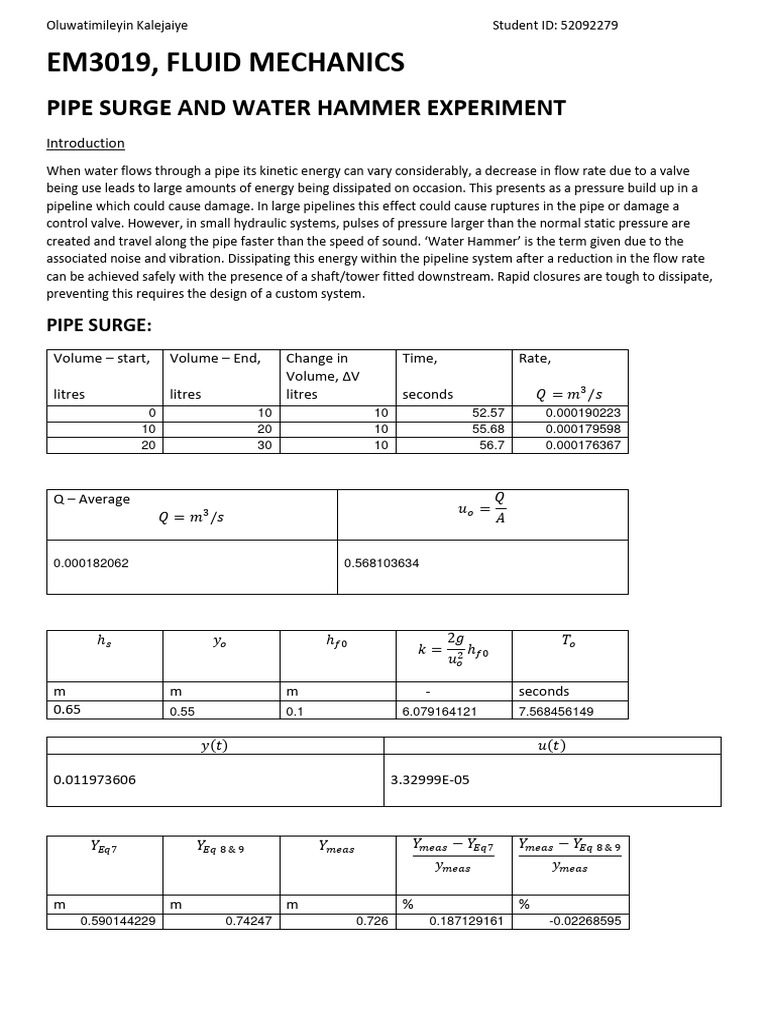 Fluid Mechanics Lab Report Pdf Gases Continuum Mechanics