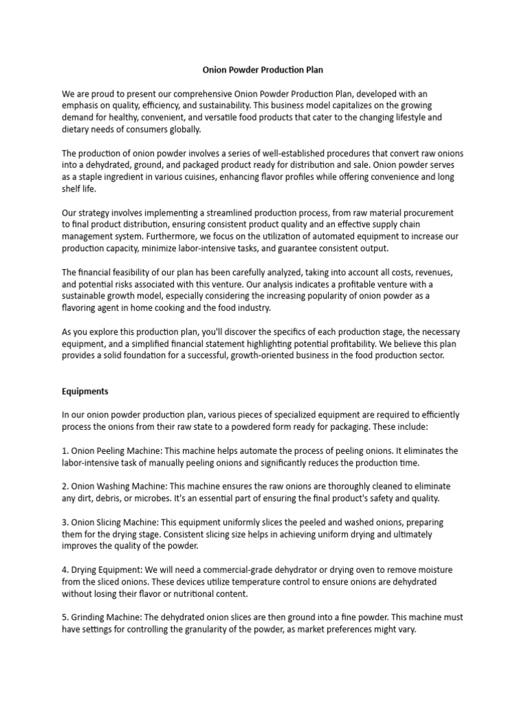 Production Plan | PDF | Marketing | Supply Chain