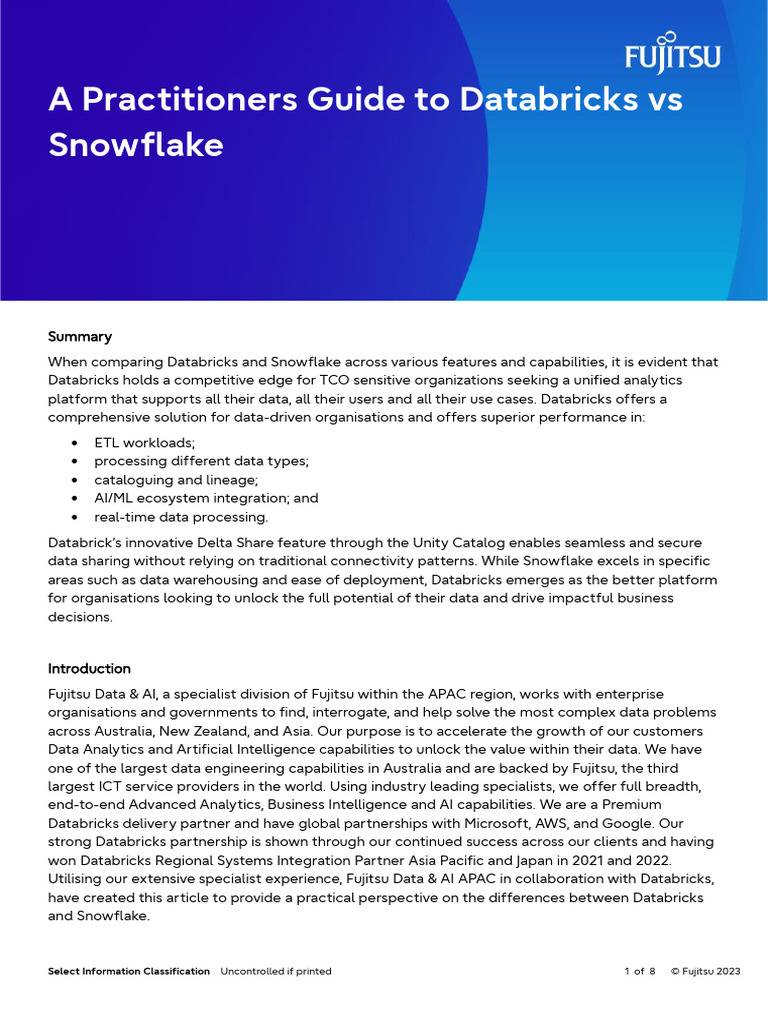 A Practitioners Guide To Databricks Vs Snowflake | PDF | Cloud Computing | Scalability