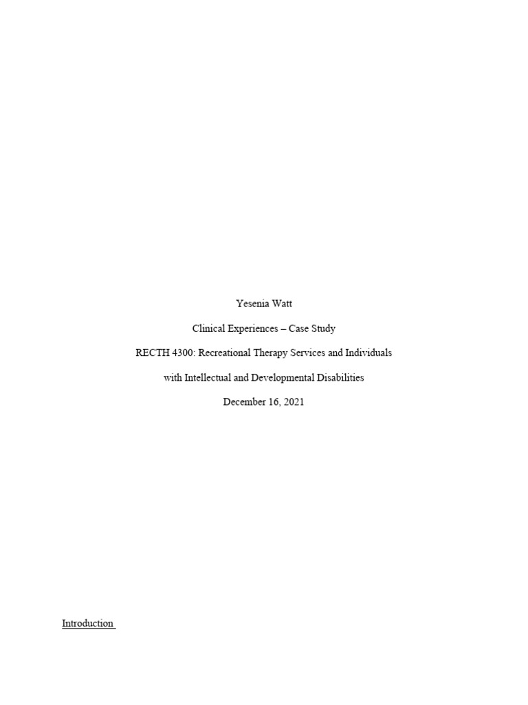 Recth 4300 Case Study | PDF | Autism Spectrum | Spectrum Disorder