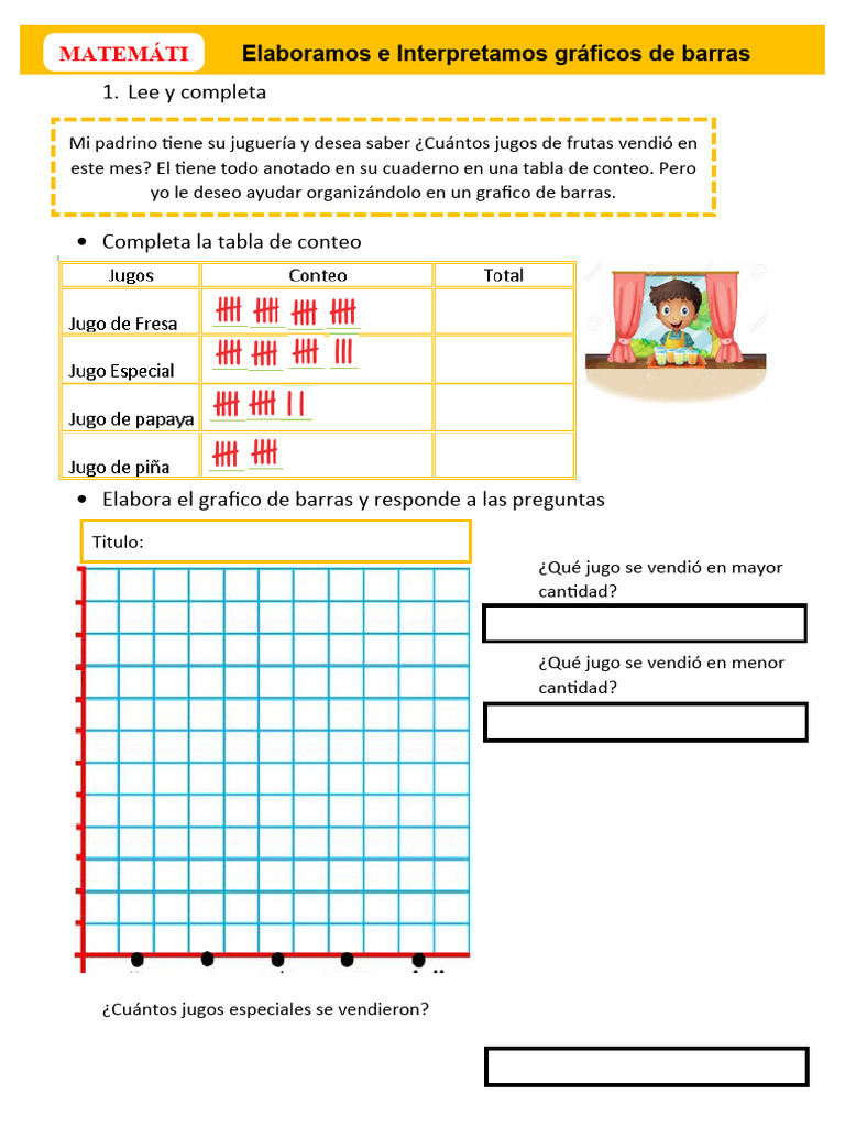D4 A1 FICHA MAT. Elaboramos e interpretamos gráficos de barras | PDF