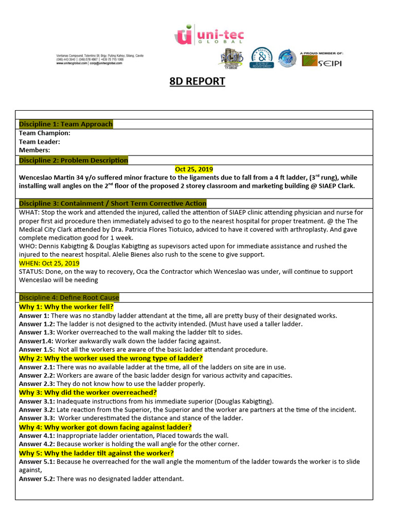 8d CORRECTIVE ACTION REPORT | PDF | Health Care | Medicine