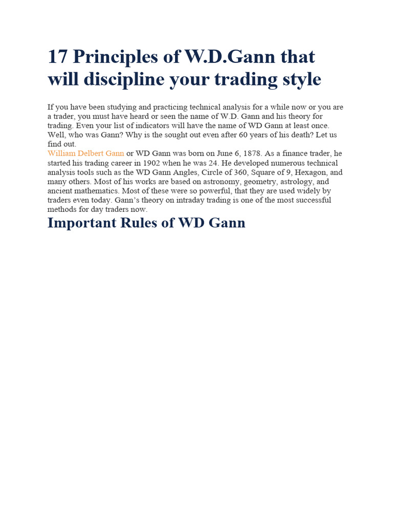 17 Principles of W.D.Gann | PDF | Financial Markets | Investing