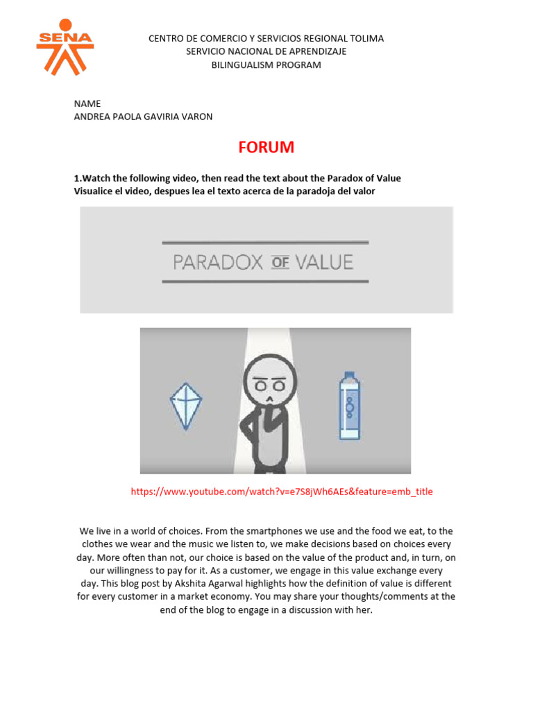Foro El Valor | PDF | Utility | Marginal Utility