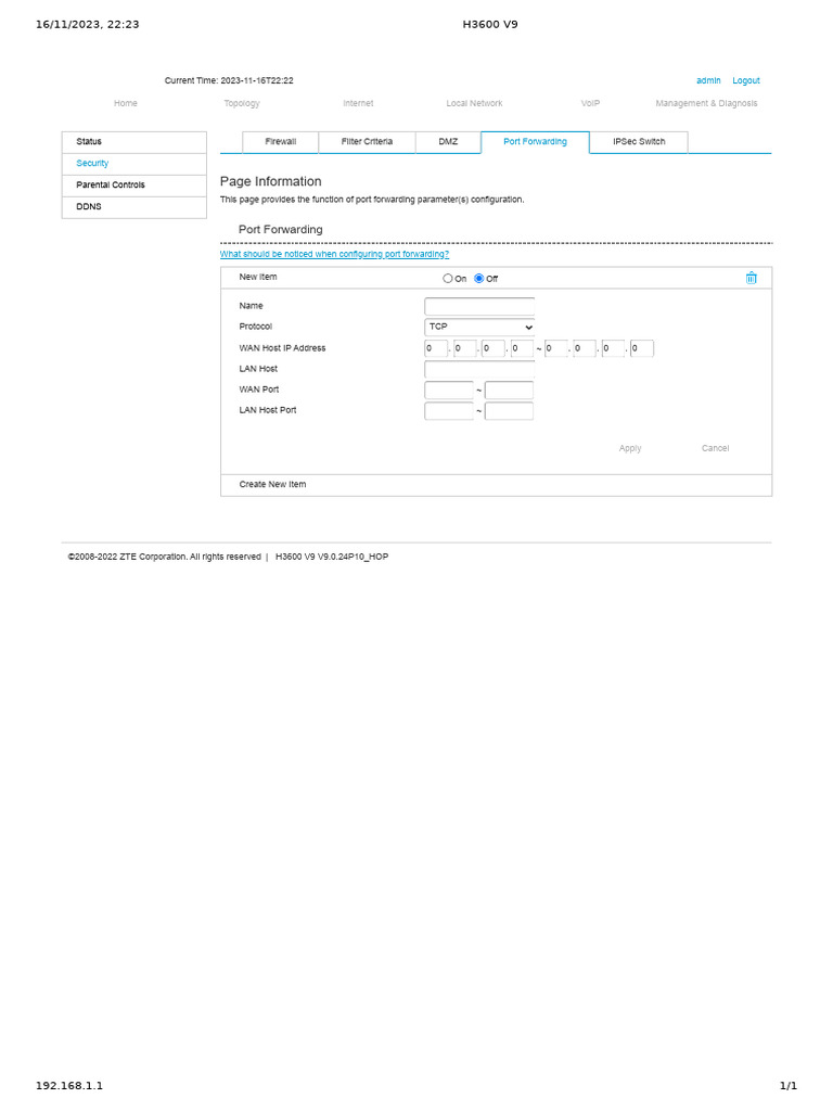 Page Information: Port Forwarding | PDF