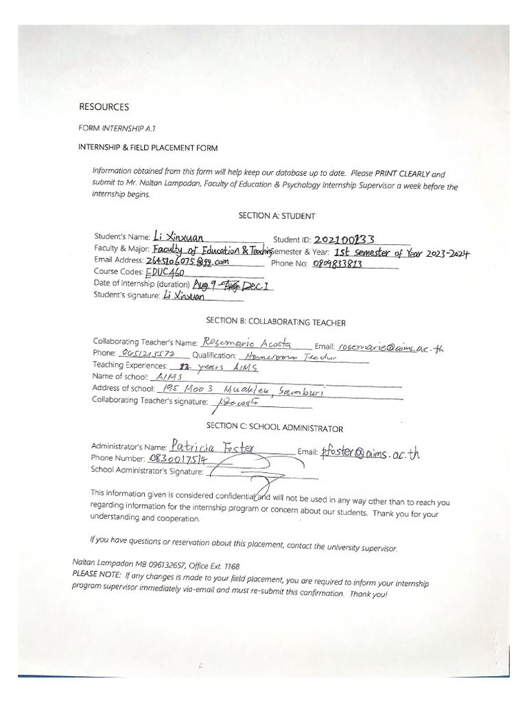 Placement Form | PDF