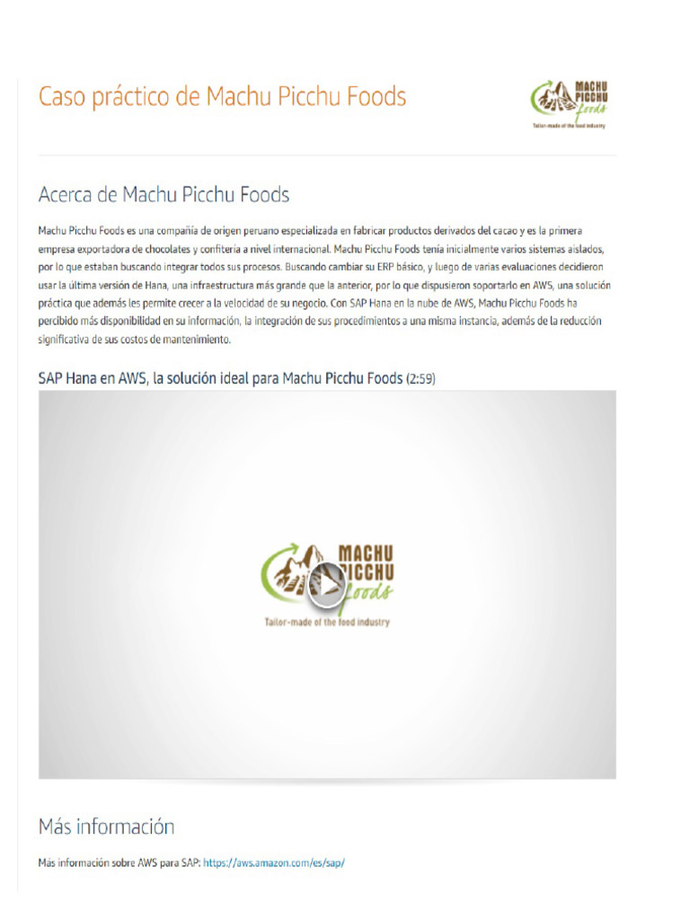 EP - LECTURA - Caso Práctico de Machu Picchu Foods | PDF