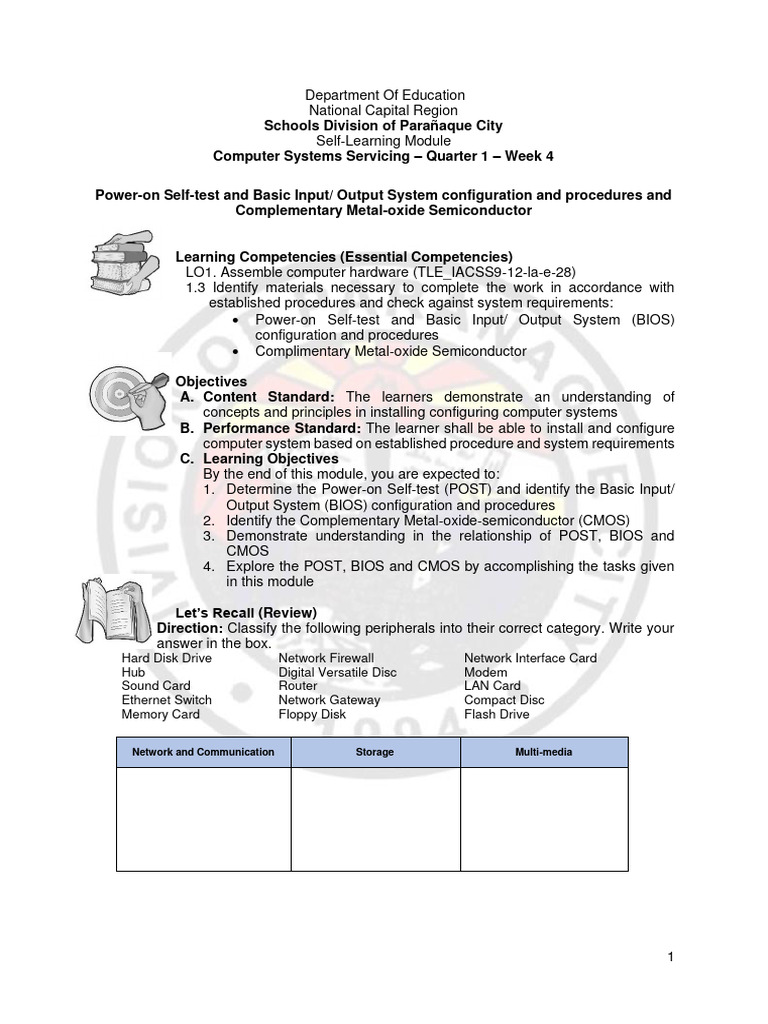 TLE-ICT-CSS Grade9 Module1 Quarter1 Week4 | PDF | Bios | Booting