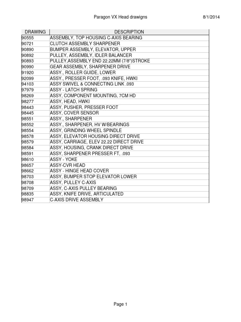 Paragon VX Head Drawigns | PDF | Vehicle Technology | Vehicles