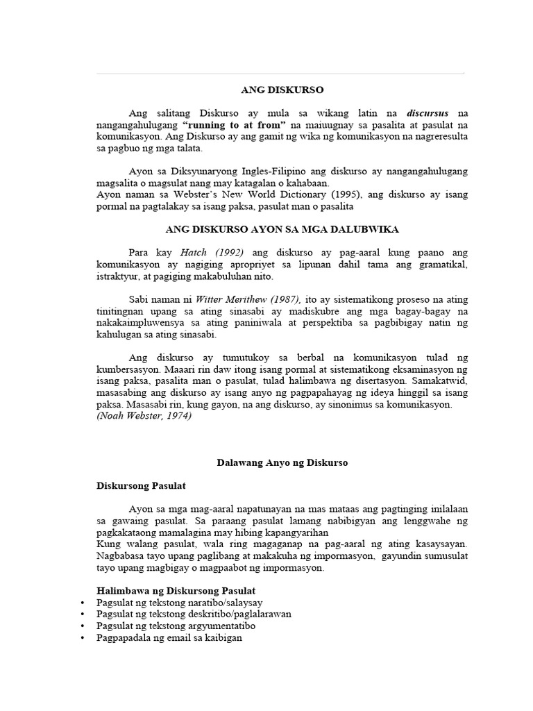 Ang Diskurso | PDF