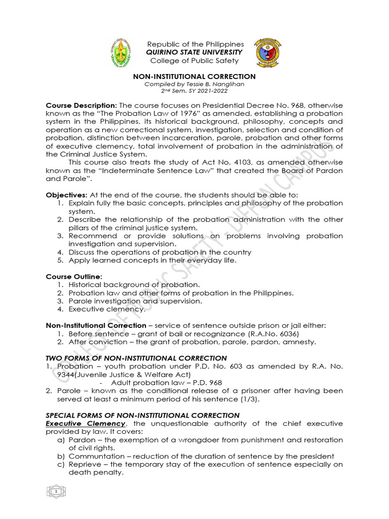 CA 2 Notes | PDF | Probation | Parole