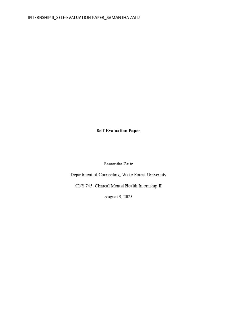 Cns 745 Internship II Self-Eval Paper 4 | PDF | Psychotherapy | Counseling Psychology