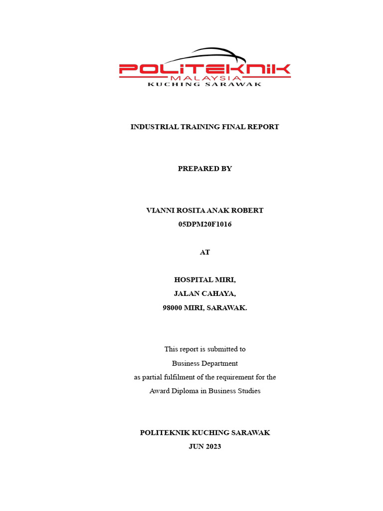 Industrial Training Report | PDF | Health Care | Medicine