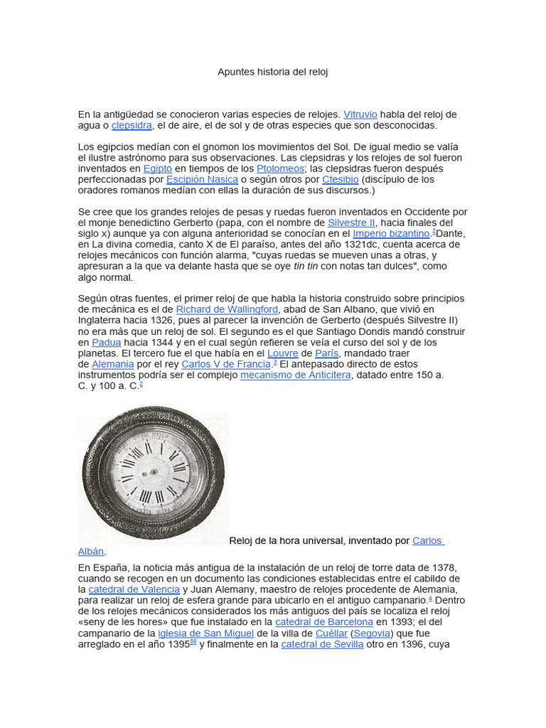 Historia de los Relojes a Través del Tiempo | PDF | Reloj