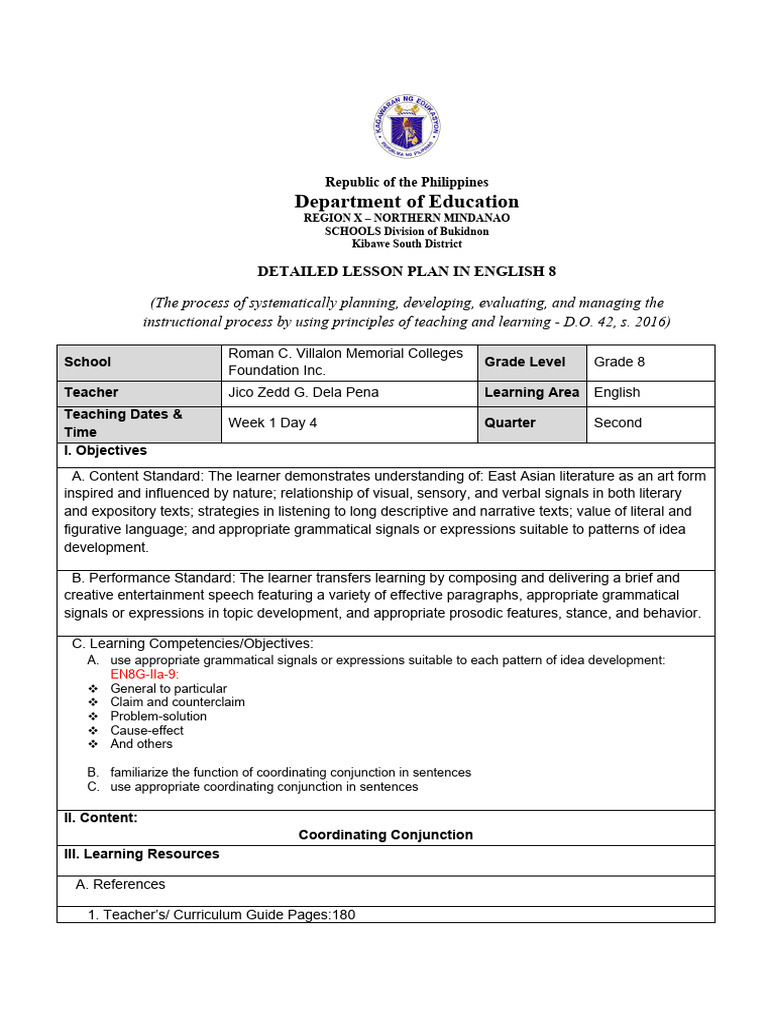 Detailed Daily Lesson Plan in English Fo-2 | PDF