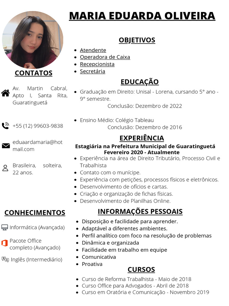 CV Maria Eduarda Oliveira | PDF