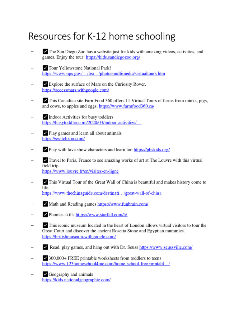 Resources For k-12 Home Schooling 1 1 | PDF | Phonics | Curriculum