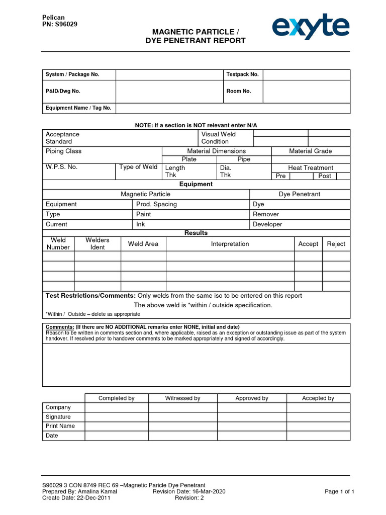 MECH REC69 Magnetic Particle Dye Penetrant Report | PDF | Welding | Construction