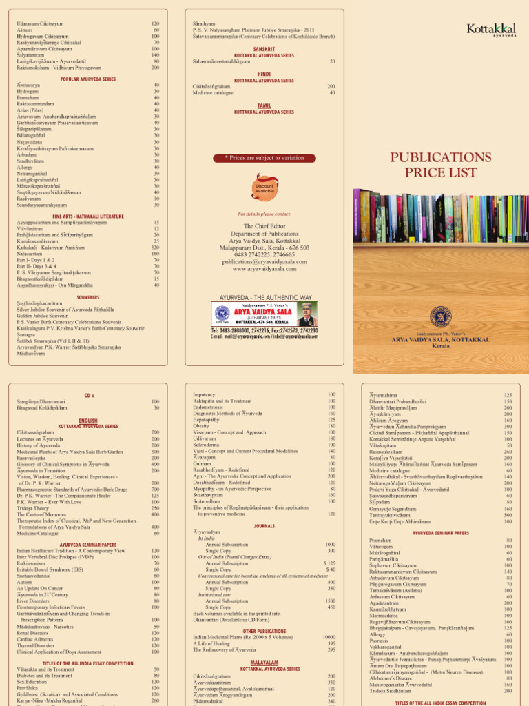Publication Price List-1 | PDF | Ayurveda | Medicine