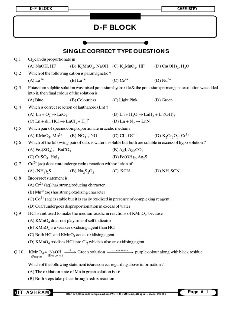 17 - D-F Block | PDF | Redox | Physical Sciences