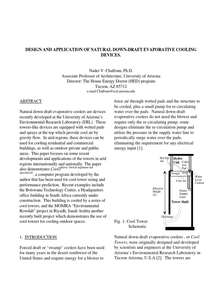 Design and Application of Natural Down-Draft Evap Cooling | PDF | Applied And Interdisciplinary ...