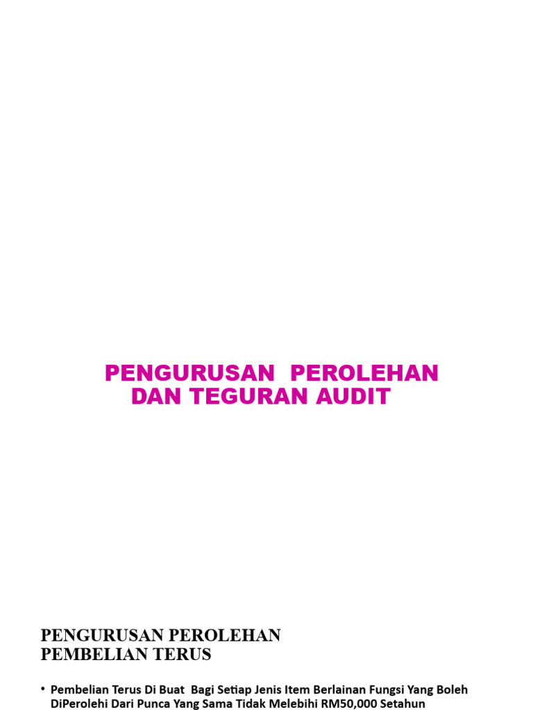 Pengurusan Perolehan dan Audit | PDF