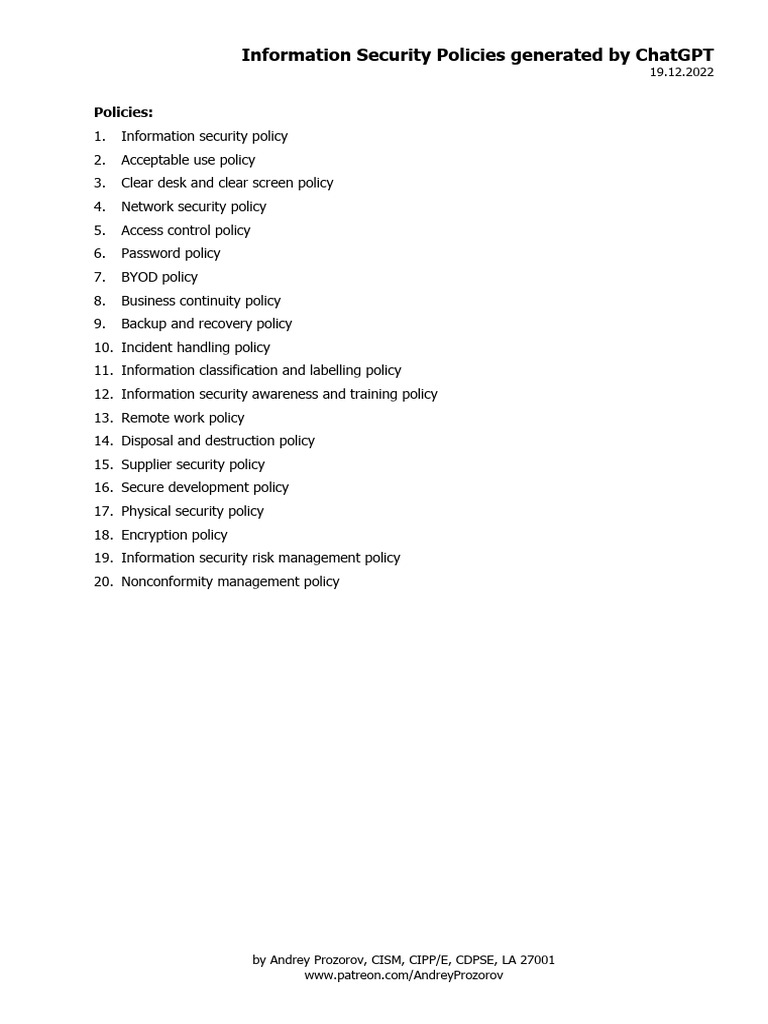 A Set of Information Security Policies | PDF | Information Security | Information Sensitivity