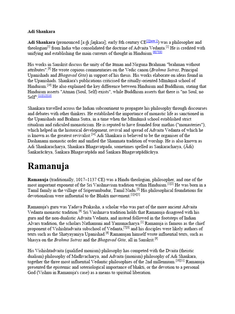 Adi Shankara | PDF | Vedanta | Advaita Vedanta