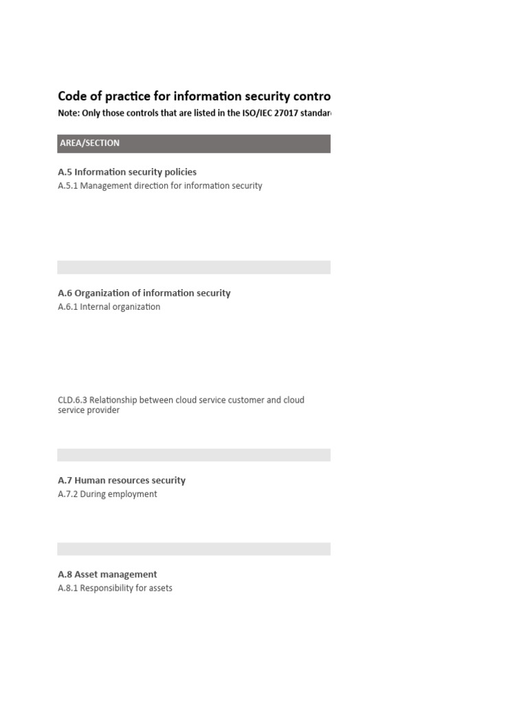 Gap Assessment For 27017 | PDF | Information Security | Cloud Computing