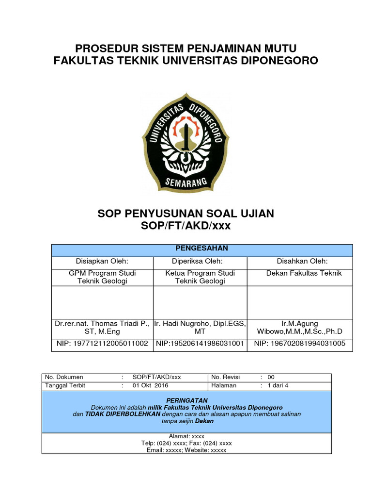 SOP Penyusunan Soal Ujian | PDF