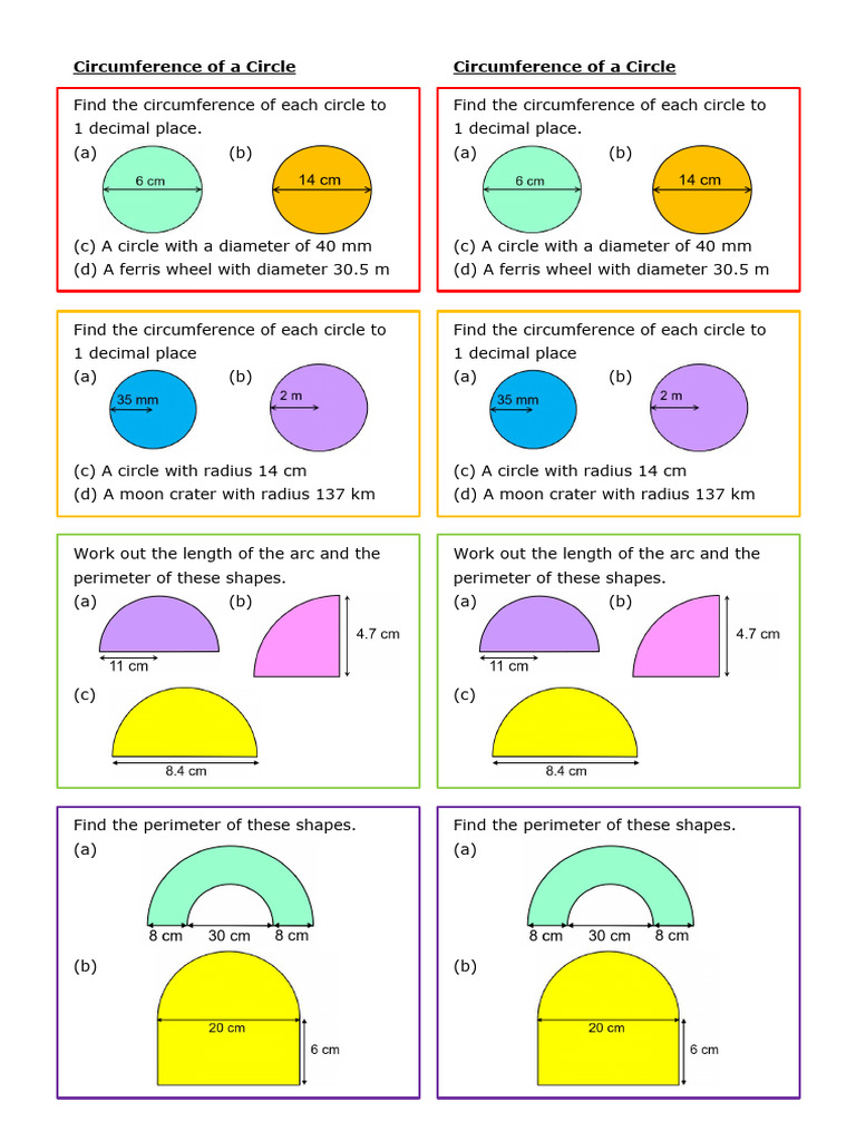Circumference of A Circle Practice Strips | PDF | Teaching Methods ...