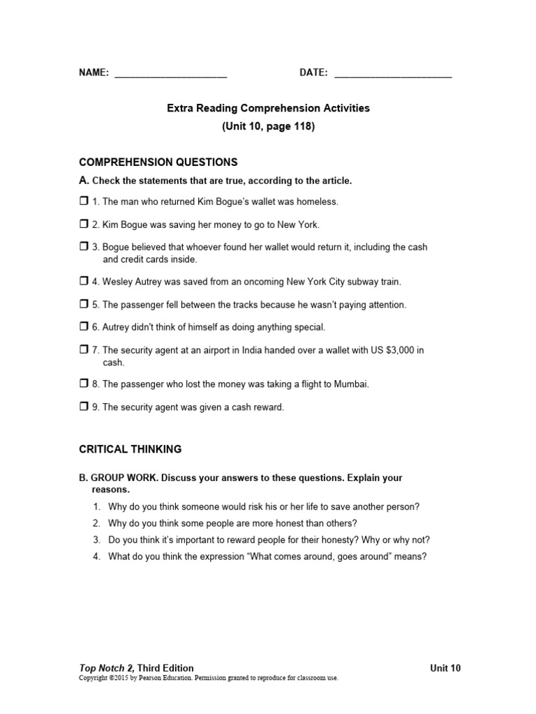 UNIT 10 Kindness Honesty | PDF | Games & Activities