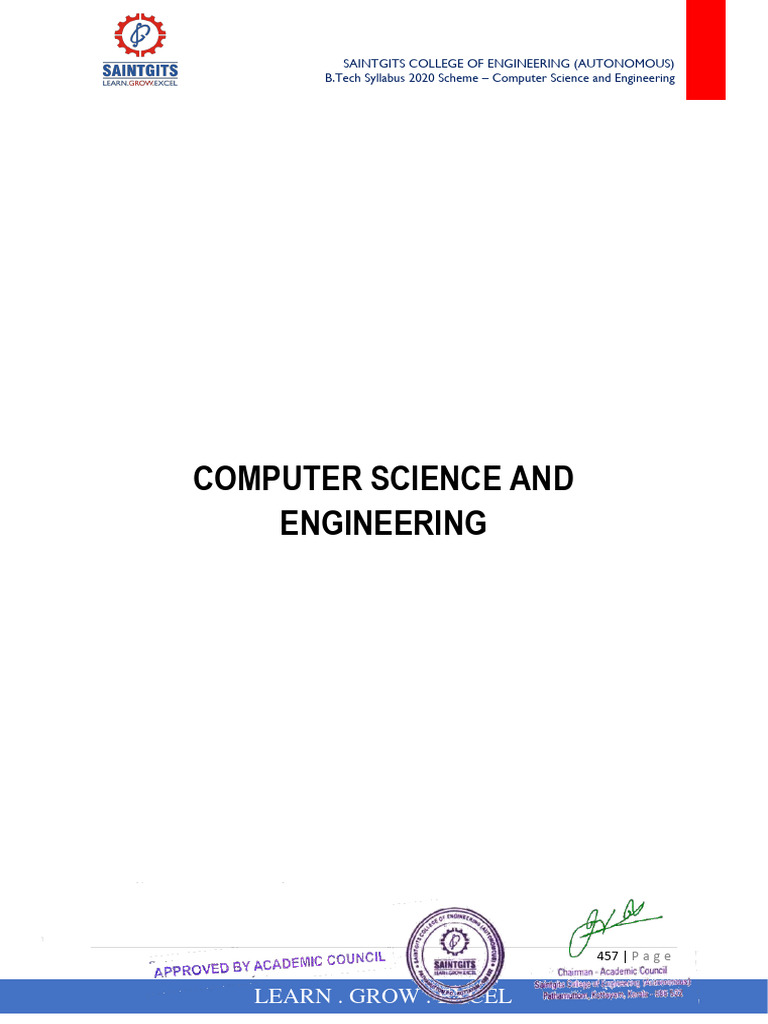 B.tech. Fourth Year Syllabus CSE - 2020 Scheme | PDF | Computers