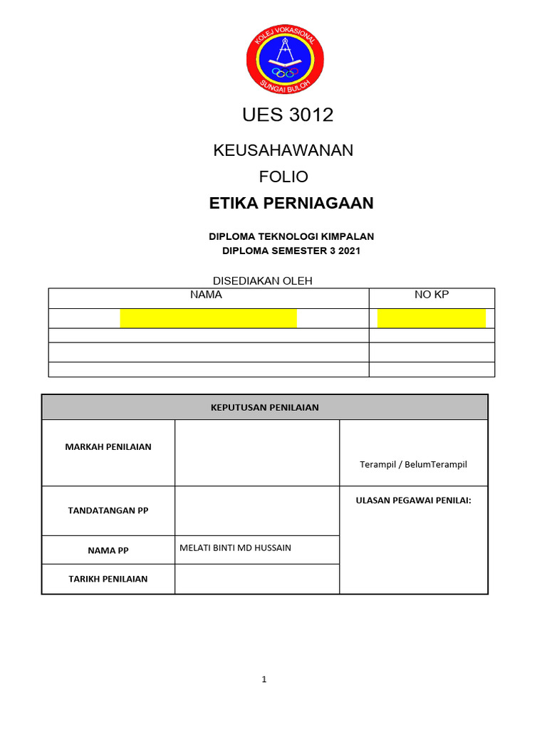 Template Folio Etika | PDF