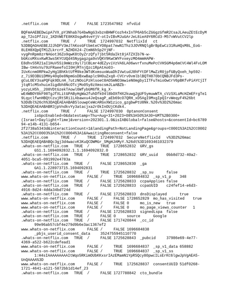 Netflix Cookie Consent and Tracking Data | PDF