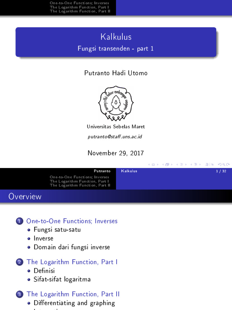Kalkulus 4.1 Fungsi Transenden Part1 | PDF | Komputer