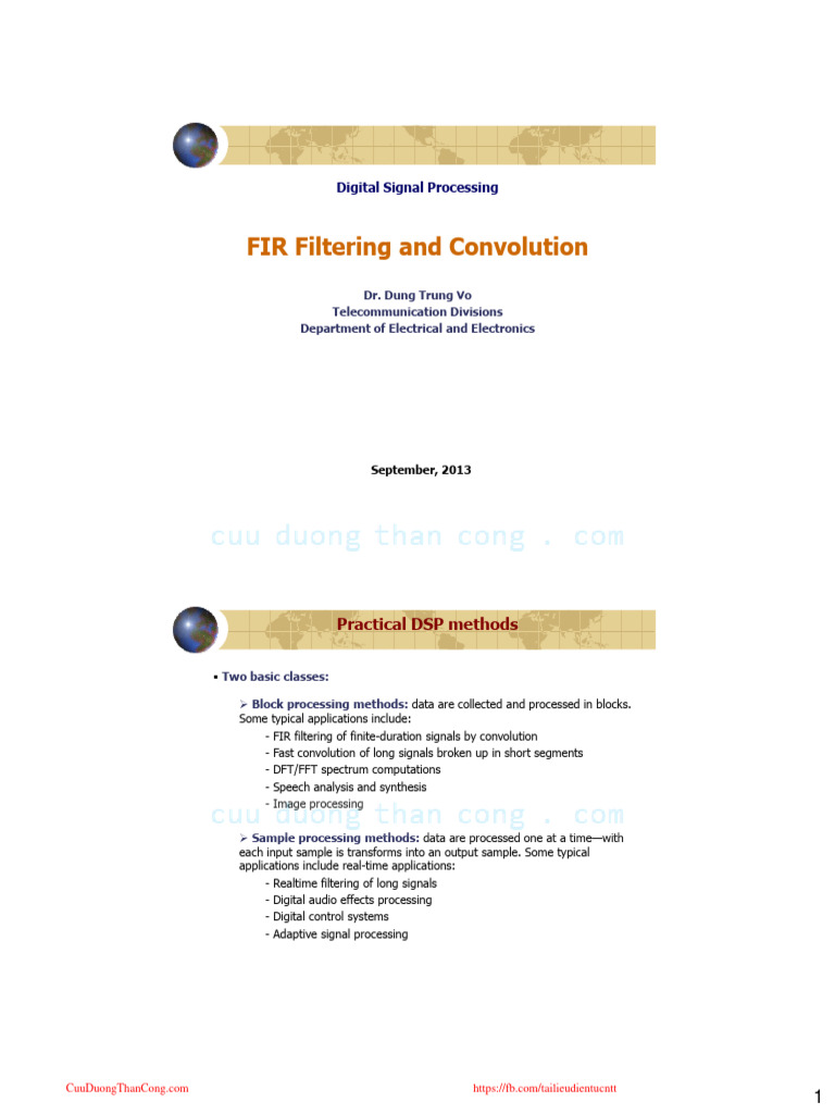Xu Ly Tin Hieu So Vo Trung Dung Handout 5 Dung Vo DSP 2013 04 Fir Filtering and Convolution ...