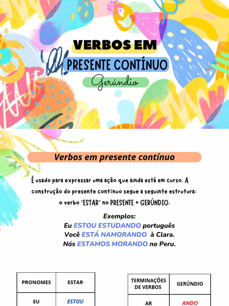 Verbos em Presente Contínuo. | PDF