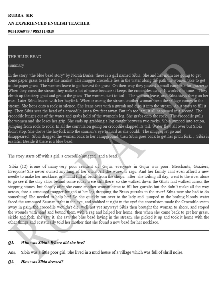 THE BLUE BEAD | PDF | Crocodile