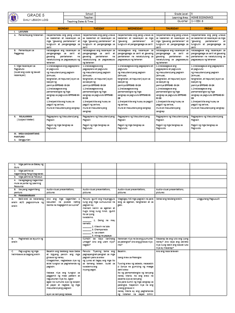 DLL_TLE-HE-5_Q2-WEEK-8-1 | PDF