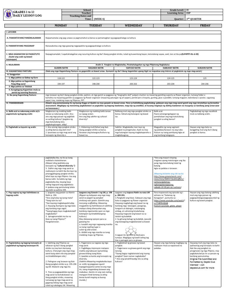 DLL - Esp 4 - Q3 - W4 | PDF