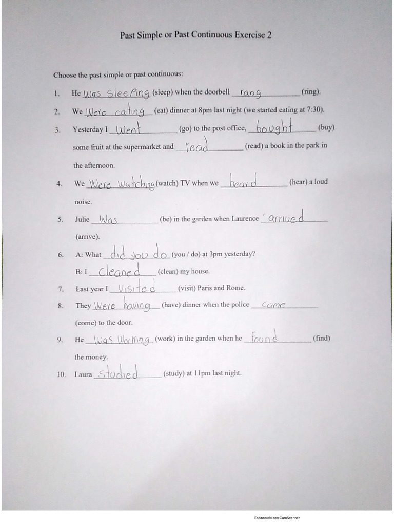 Simple Past Vs Past Continuous Grammar Explanation | PDF