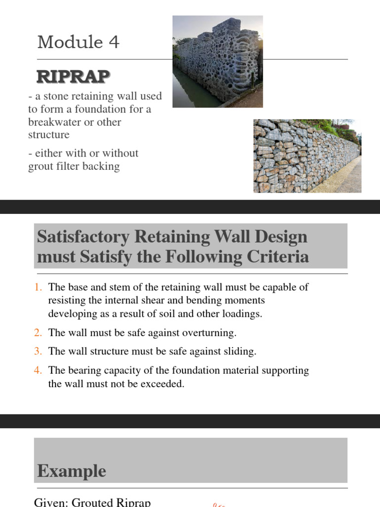 Grouted Riprap Retaining Wall Design | PDF
