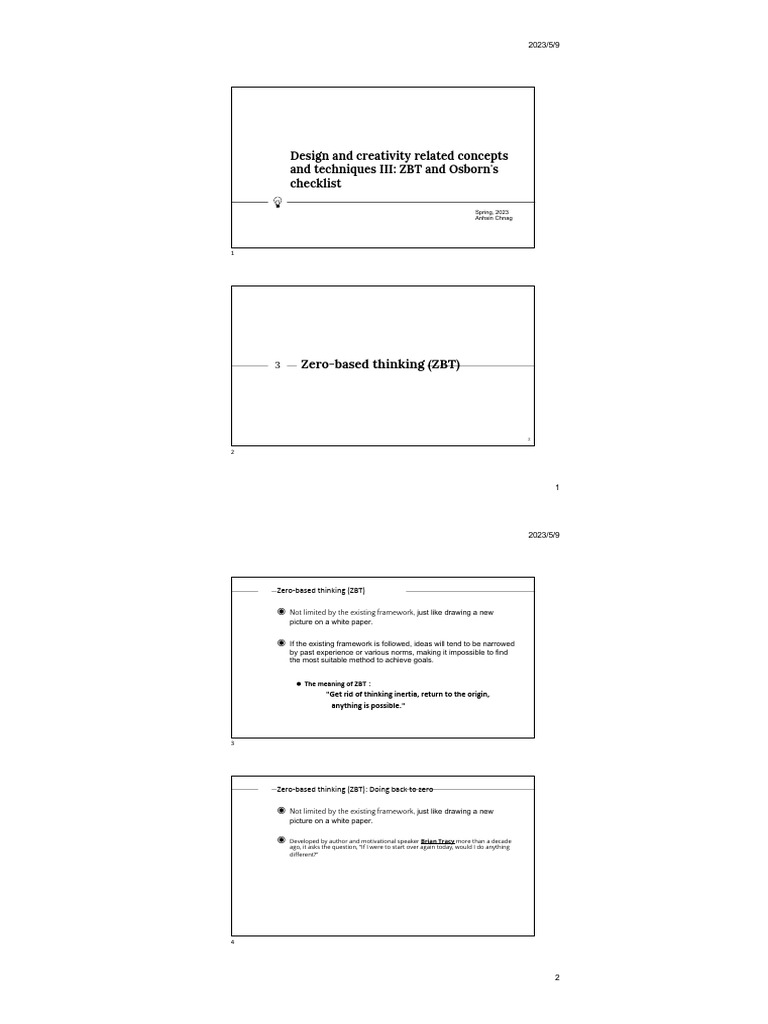 Handout Design and Creativity Related Concepts and Techniques III ZBT ...