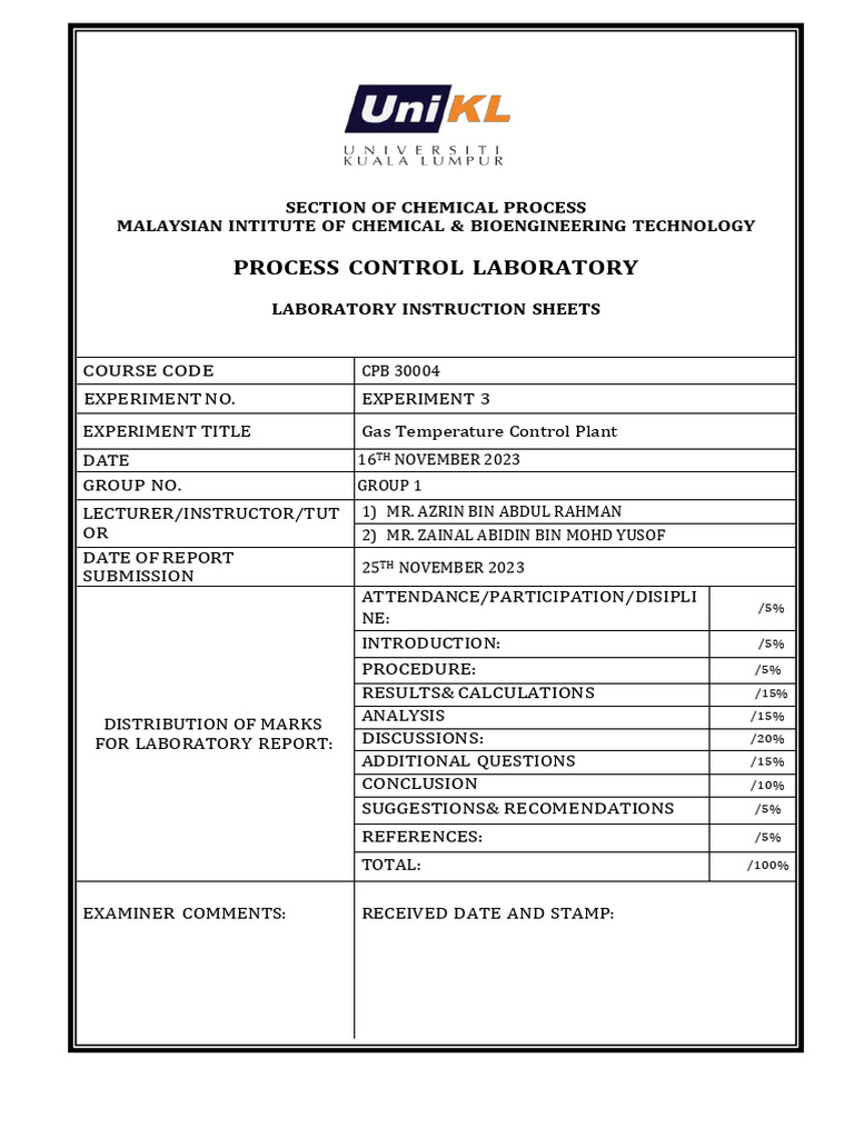 Process Control Laboratory: Section of Chemical Process Malaysian ...