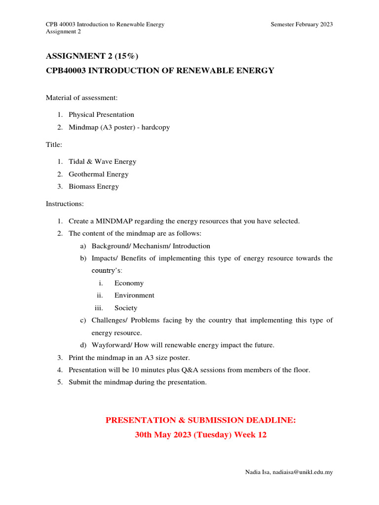 Assignment 2 - Renewable Energy | PDF Assignment 2 - Renewable Energy | PDF