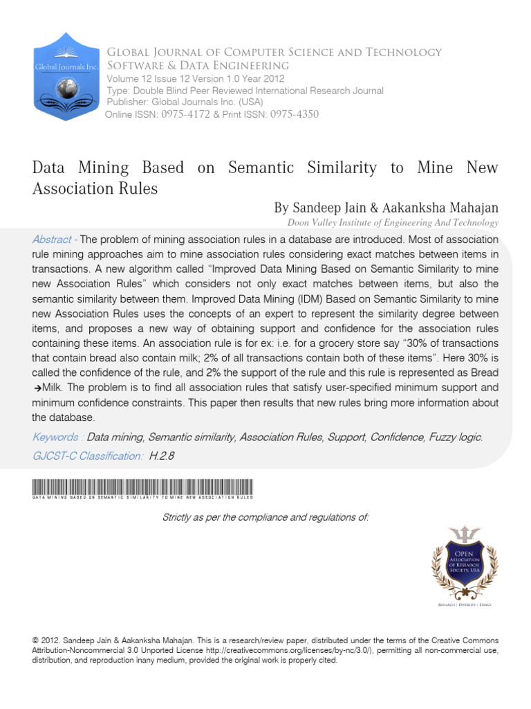 4 Data Mining Based On Semantic Similarity | PDF | Data Mining | Top Down And Bottom Up Design