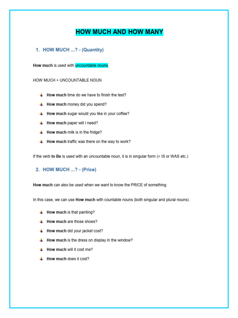 How Much - How Many | PDF