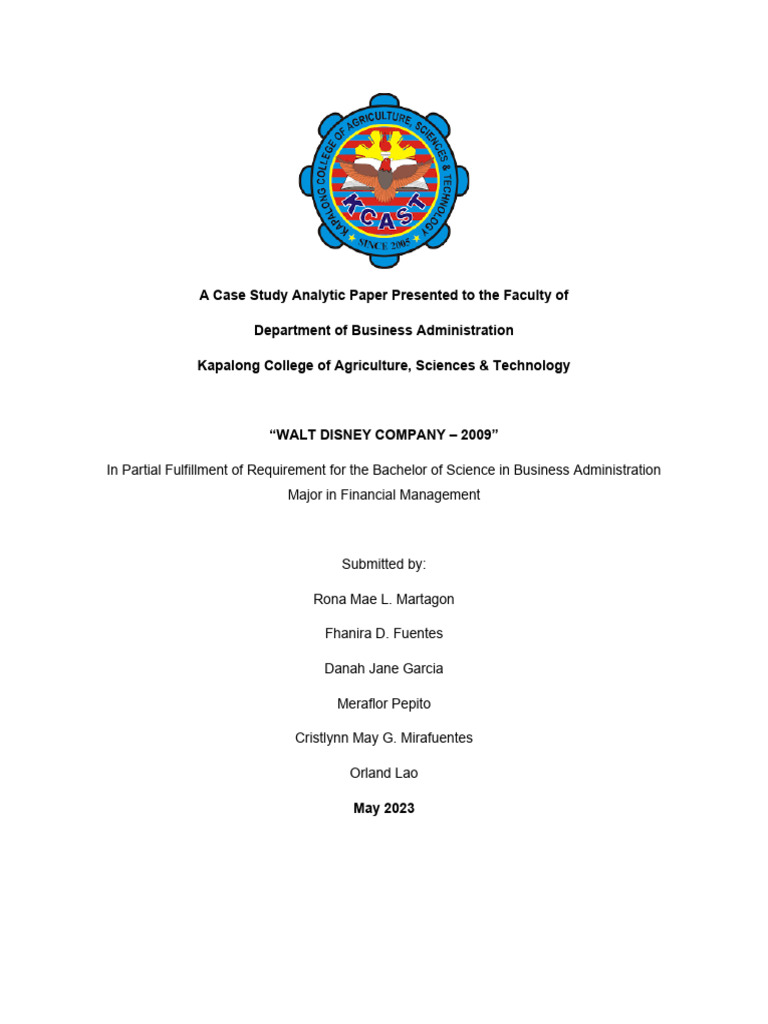Case Study of Strategic Management | PDF | The Walt Disney Company ...
